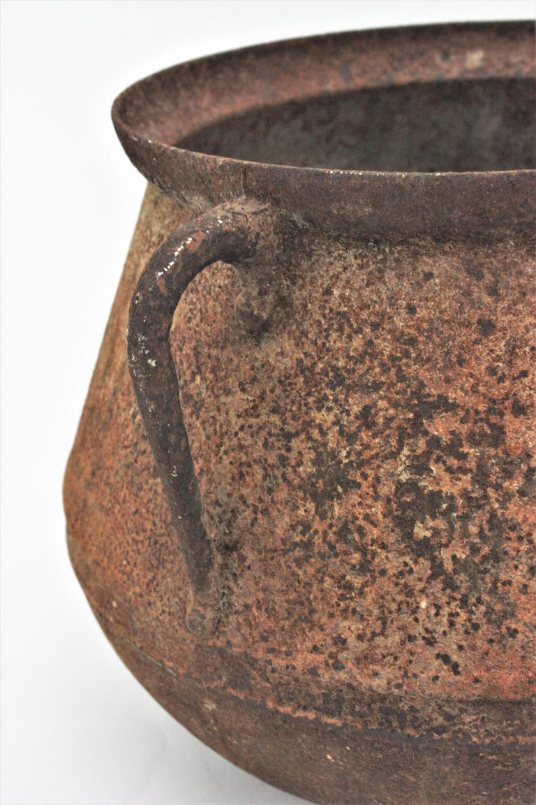 Spanish Rustic Iron Cauldron Pot or Vessel with Rusty Original Patina ...
