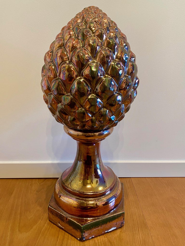 Spanish Sevillian Lustreware Triana Pottery Pine Cone, Late 19th ...
