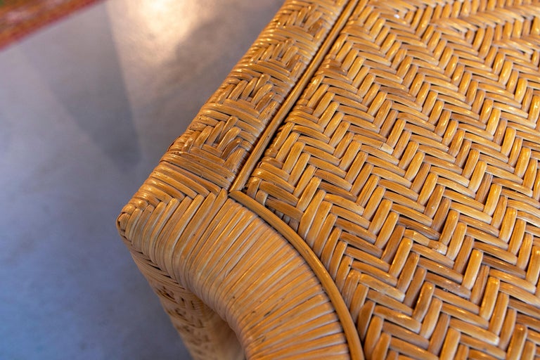 Spanish Side Table with Wooden Frame Covered with Hand-Sewn Wicker For ...