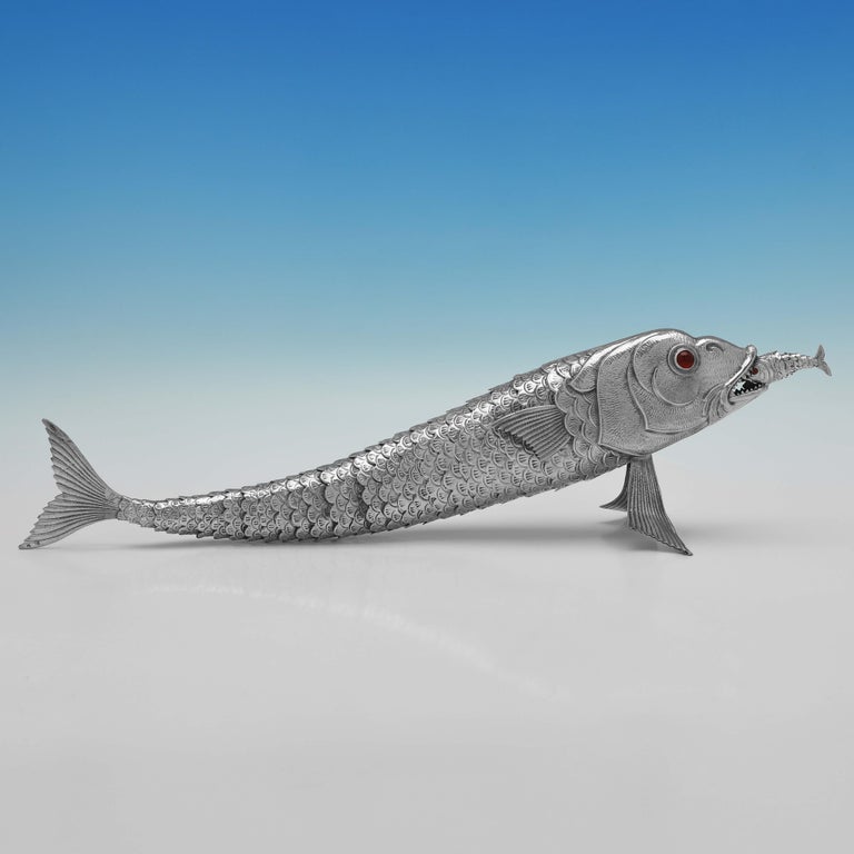 Spanish Silver Articulated Fish Centrepiece, Decorative Silverware from ...
