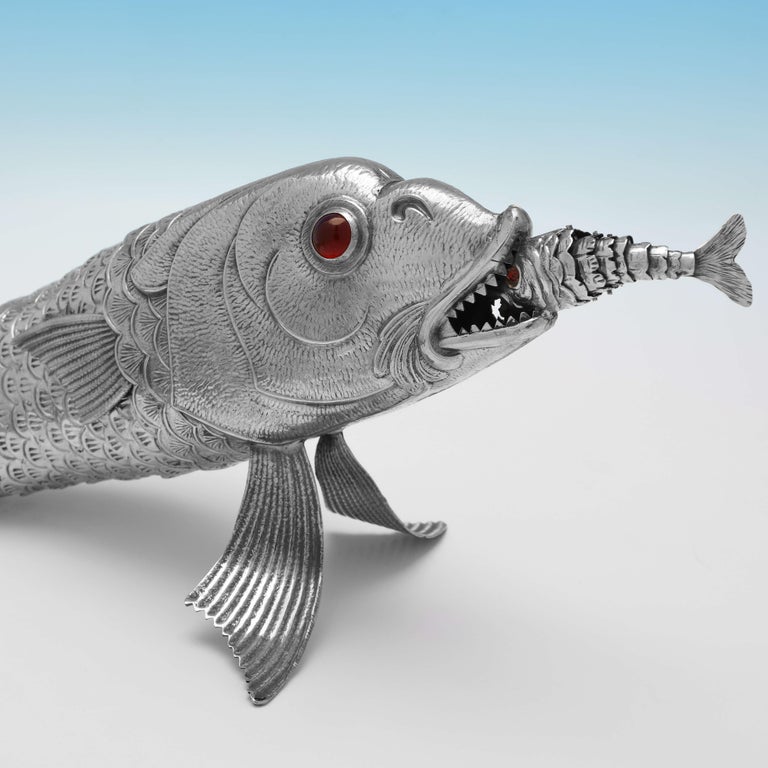 Spanish Silver Articulated Fish Centrepiece, Decorative Silverware from ...
