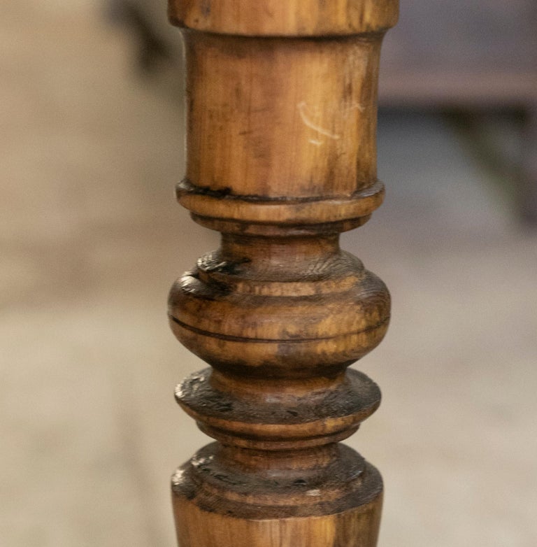 Spanish Table Made in Pine with One Drawer, Turned Legs and a Metal ...