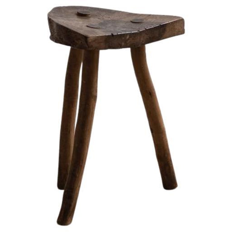 Spanish Three-Legged Antique Sculptural Stool at 1stDibs