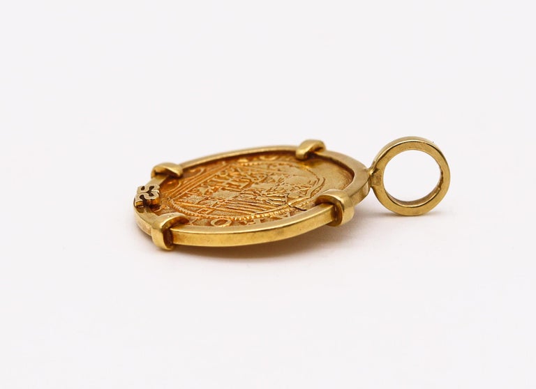 Spanish Treasure Gold Coin of 1 Escudo 1516-1556 Mount in an 18kt Gold ...