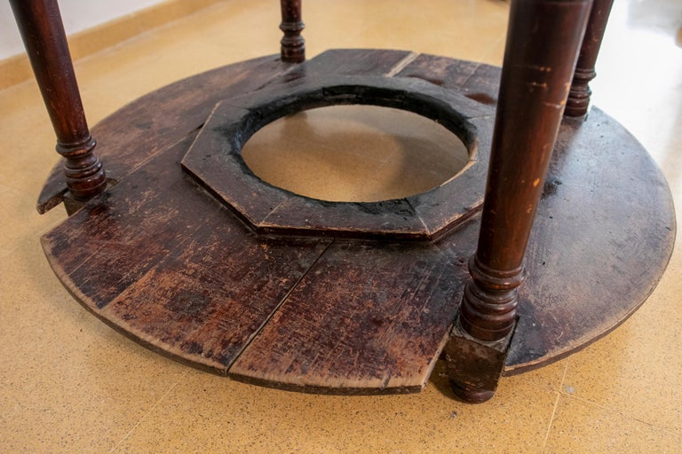 Spanish Typical Round Wooden Table to Place Brazier For Sale at 1stDibs