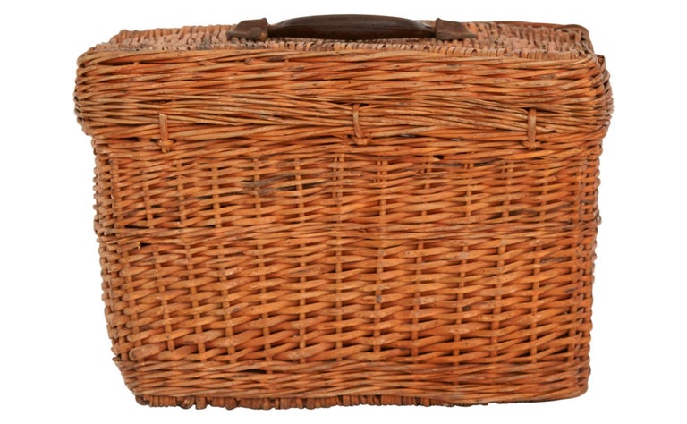 Spanish Wicker Basket with Handle at 1stDibs
