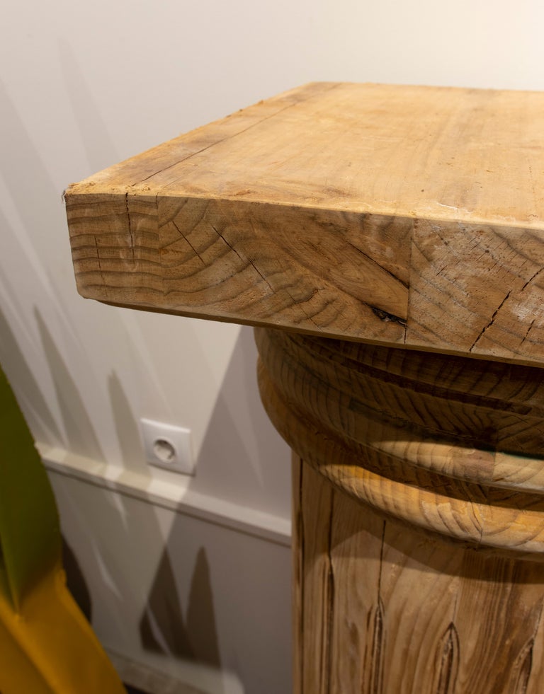 Spanish Wooden Pair of Pedestals with Base, Shaft and Capital For Sale ...