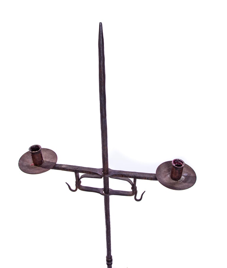 Hand Forged Wrought Iron Candelabras For Sale at 1stDibs