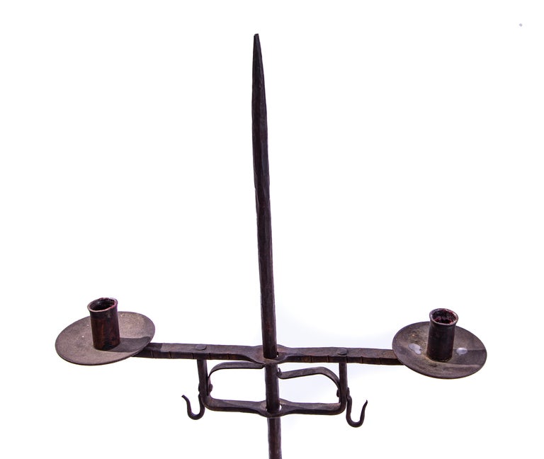 Hand Forged Wrought Iron Candelabras For Sale at 1stDibs