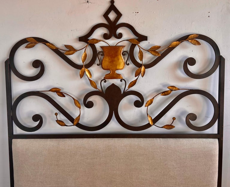 Spanish Wrought Iron Headboard with Gold Leaf Urn Center For Sale at ...