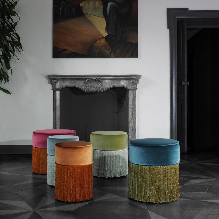 Sparkle Copper Pouf with Copper Fringe For Sale at 1stDibs | pouf with ...