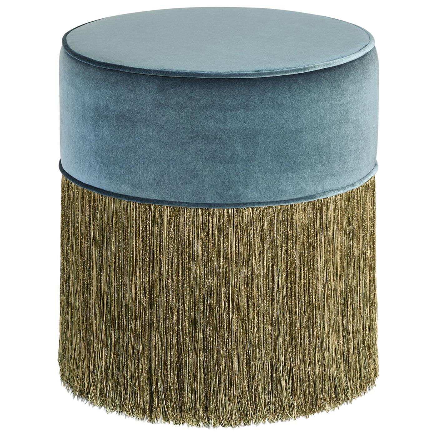 Pouf Chachachá Yellow and Purple with Fringes For Sale at 1stDibs