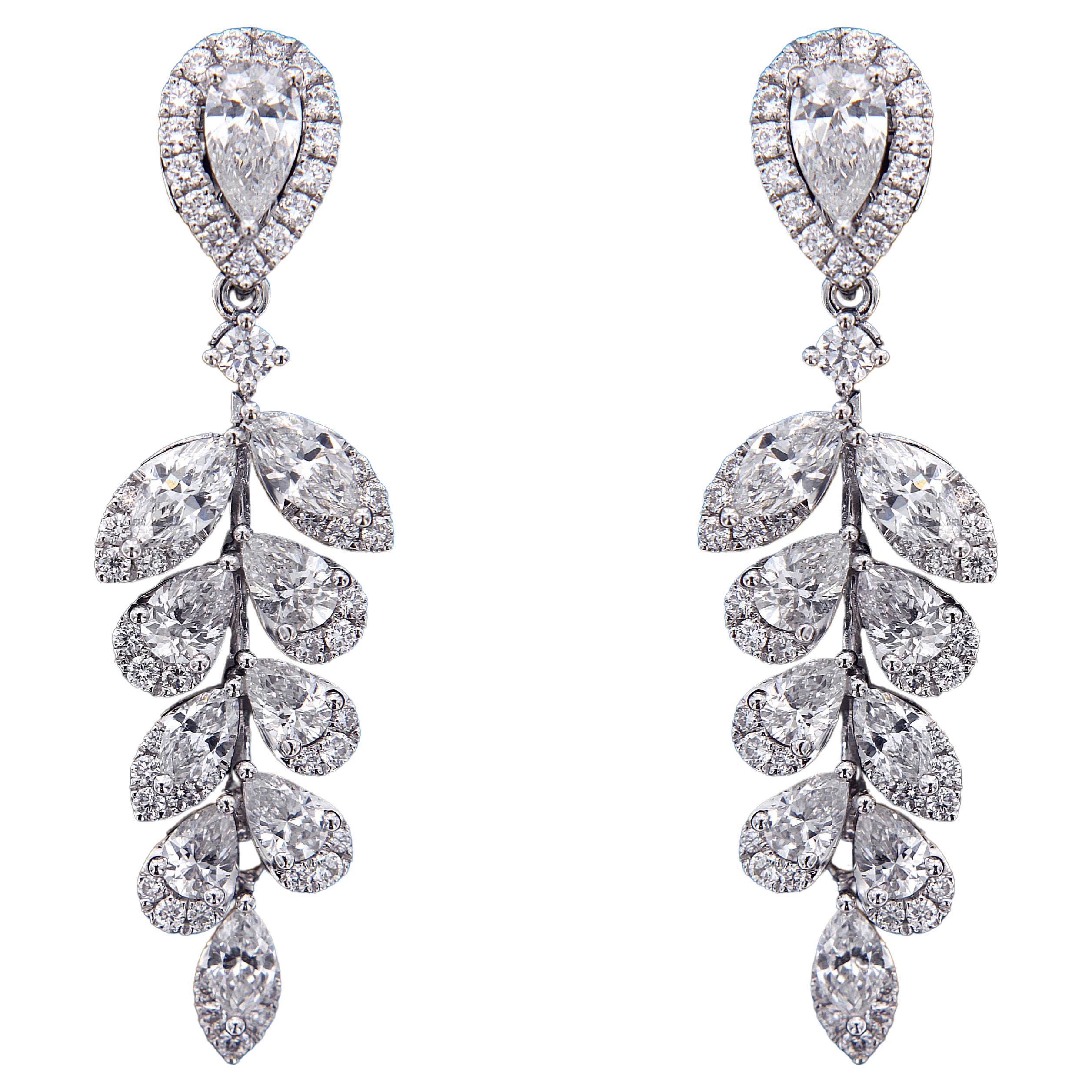 Diamond Earrings 128 Diamonds 3.61 Carat 18 Karat White Gold at 1stDibs ...
