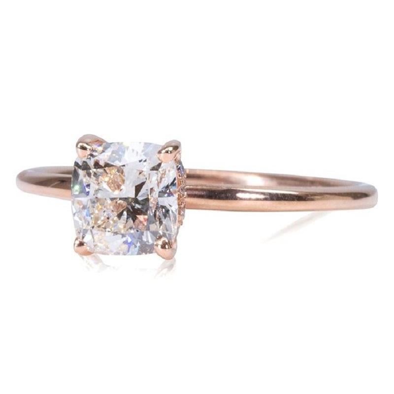 Sparkling 18k Rose Gold Solitaire Ring with 1.06 Ct Natural Diamonds ...