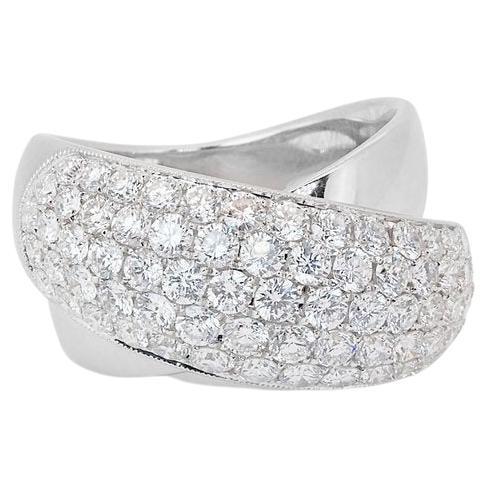 Sparkling 18k White Gold Dome Ring 3.20 ct Natural Diamonds IGI Certificate at 1stDibs