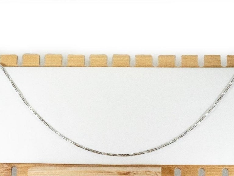 Sparkling 18K White Gold Long Chain For Sale at 1stDibs