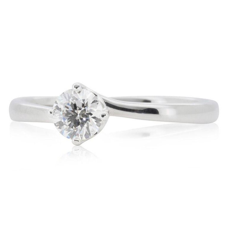 Sparkling 18K White Gold Ring with 0.37 Ct Natural Diamond, Forevermark ...