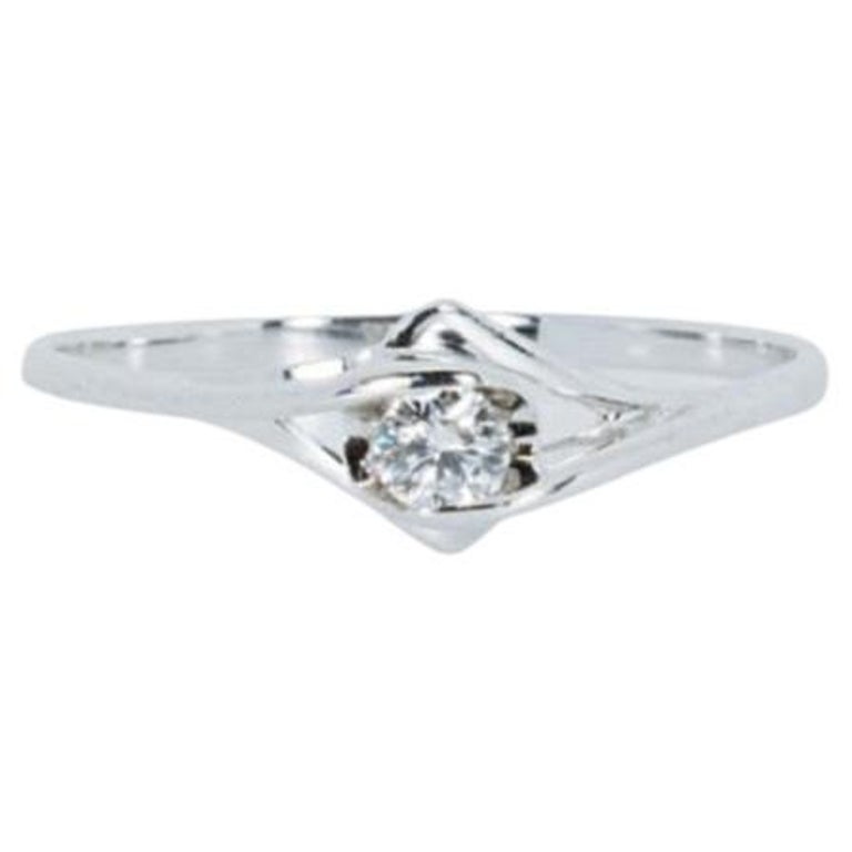 Customizable Sparkling 18K White Gold Solitaire Ring with 0.07 ct ...