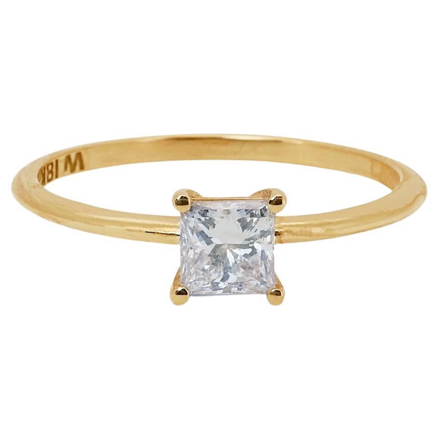 Classic 18K Yellow Gold Ring with 0.51 ct Natural Diamond- GIA ...