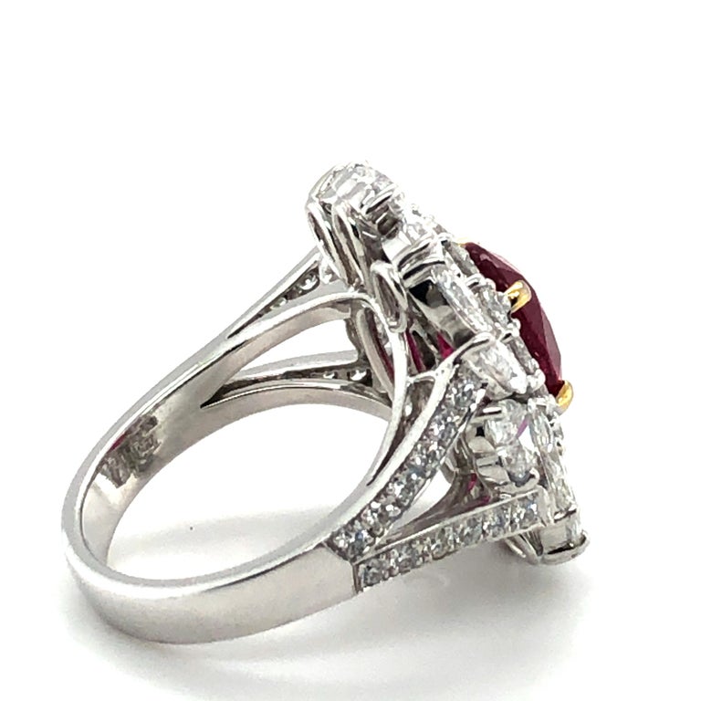 Sparkling Ruby and Diamond Ring in 18 Karat White Gold For Sale at 1stDibs