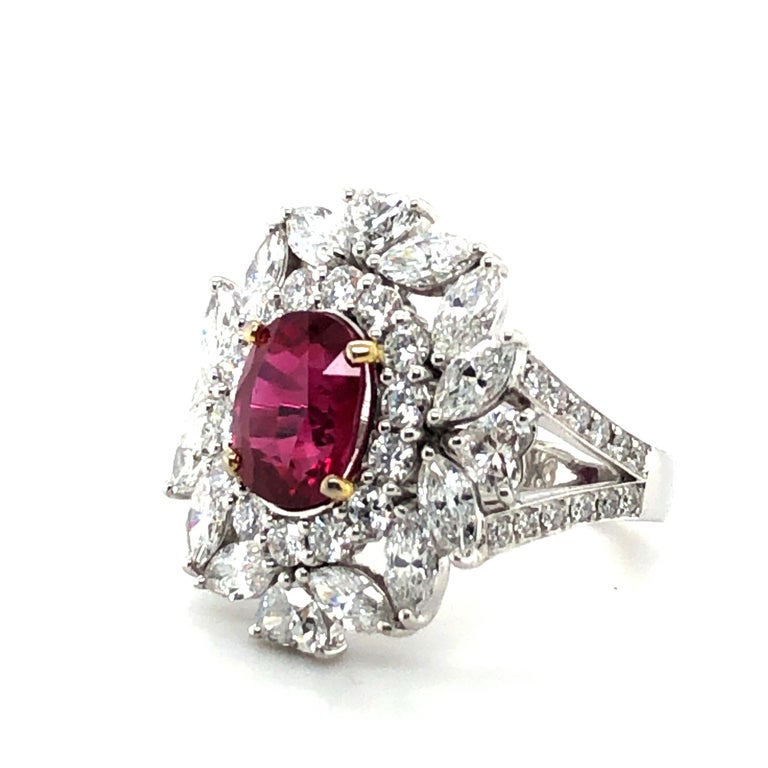 Sparkling Ruby and Diamond Ring in 18 Karat White Gold For Sale at 1stDibs