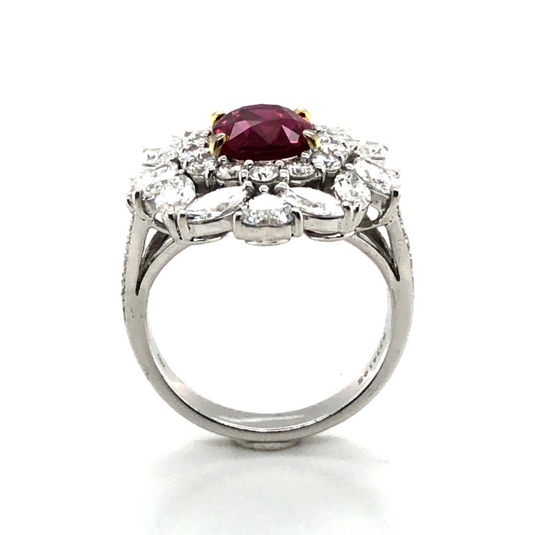 Sparkling Ruby and Diamond Ring in 18 Karat White Gold For Sale at 1stDibs