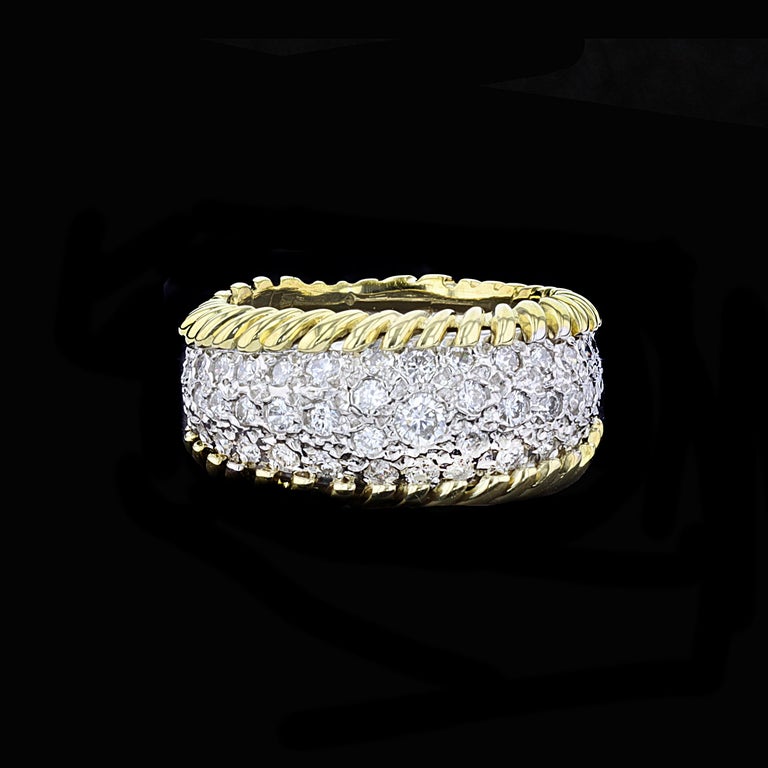 Sparkling Two-Tone Yellow Gold and Platinum Diamond Estate Ring For ...