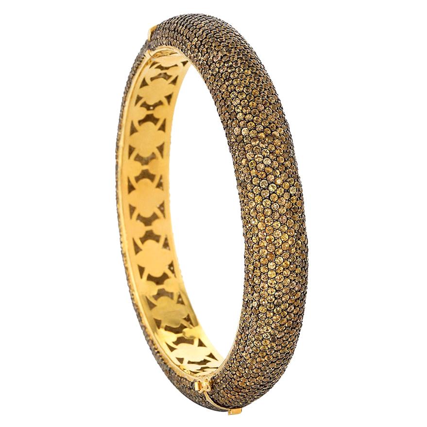 Diamond and Yellow Sapphire Panther Bangle For Sale at 1stDibs
