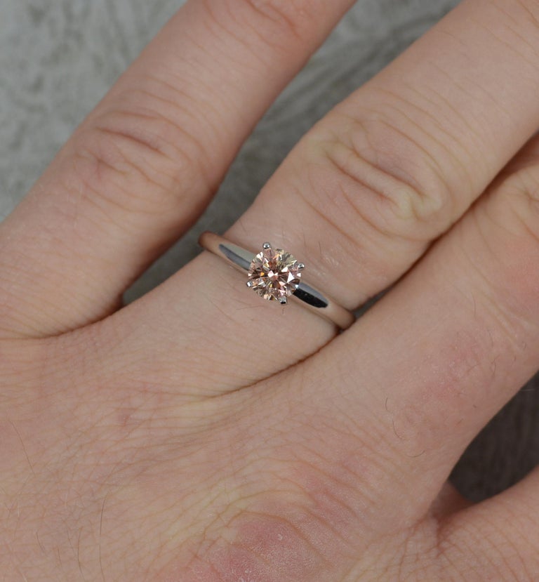 Sparkly 0.5ct Pink Diamond and 9ct White Gold Solitaire Engagement Ring ...