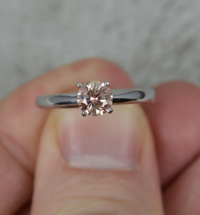 Sparkly 0.5ct Pink Diamond and 9ct White Gold Solitaire Engagement Ring ...