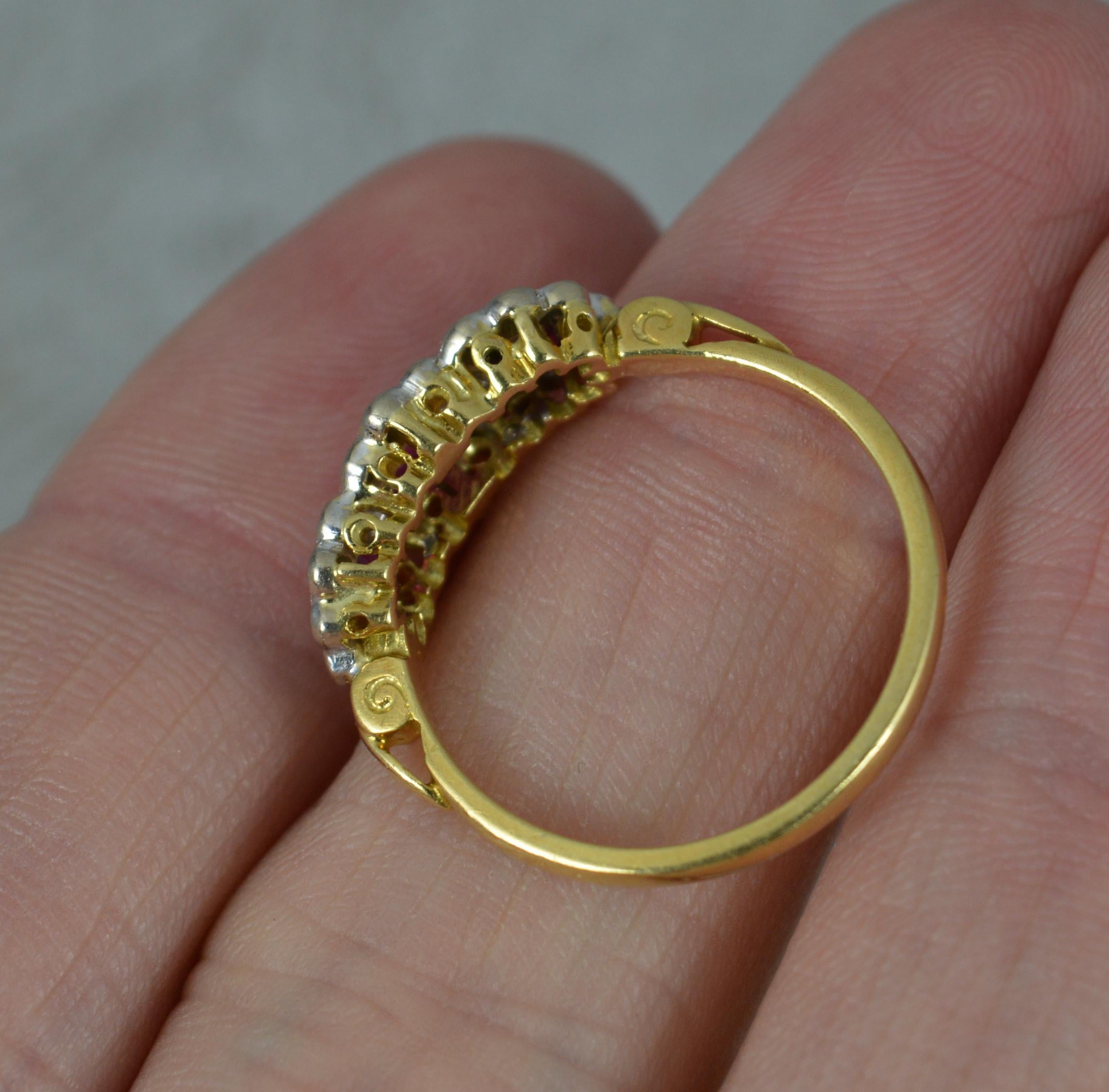 Sparkly Ruby and Diamond 18ct Gold Triple Cluster Ring For Sale at 1stDibs