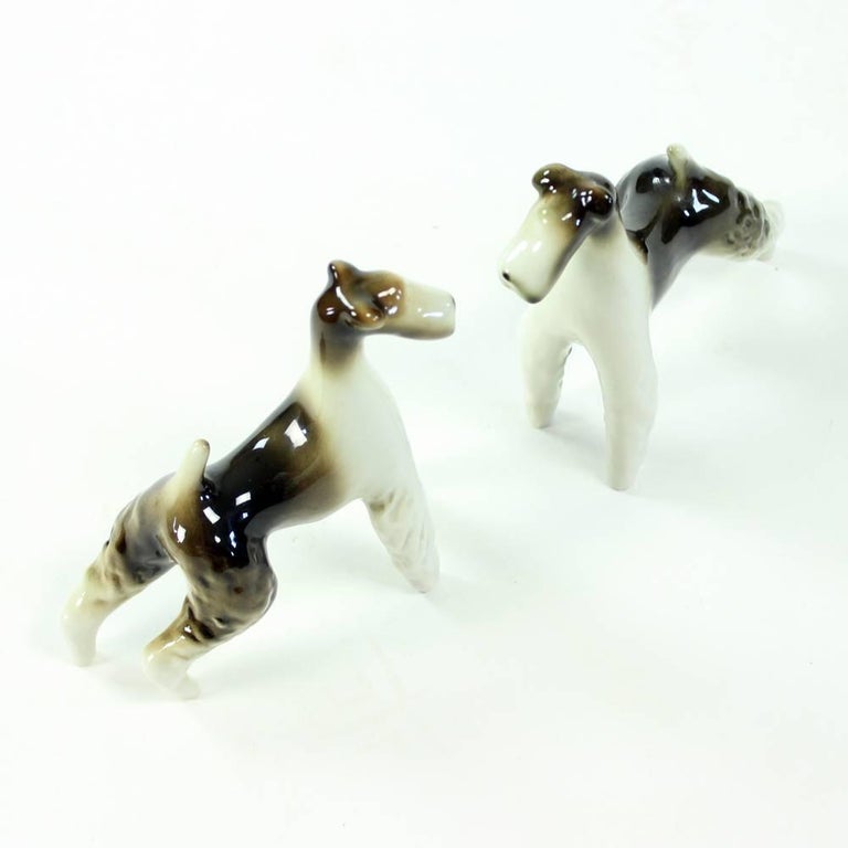Sparring Foxterriers, Set of Two Dog Sculptures, Royal Dux, circa 1960 ...