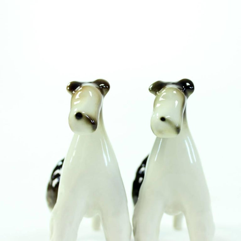 Sparring Foxterriers, Set of Two Dog Sculptures, Royal Dux, circa 1960 ...