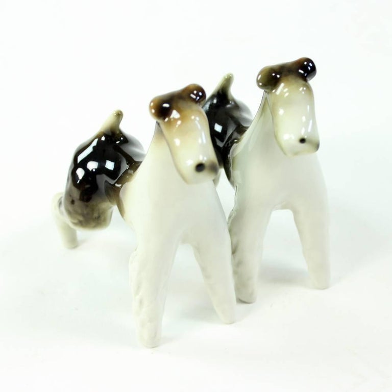 Sparring Foxterriers, Set of Two Dog Sculptures, Royal Dux, circa 1960 ...