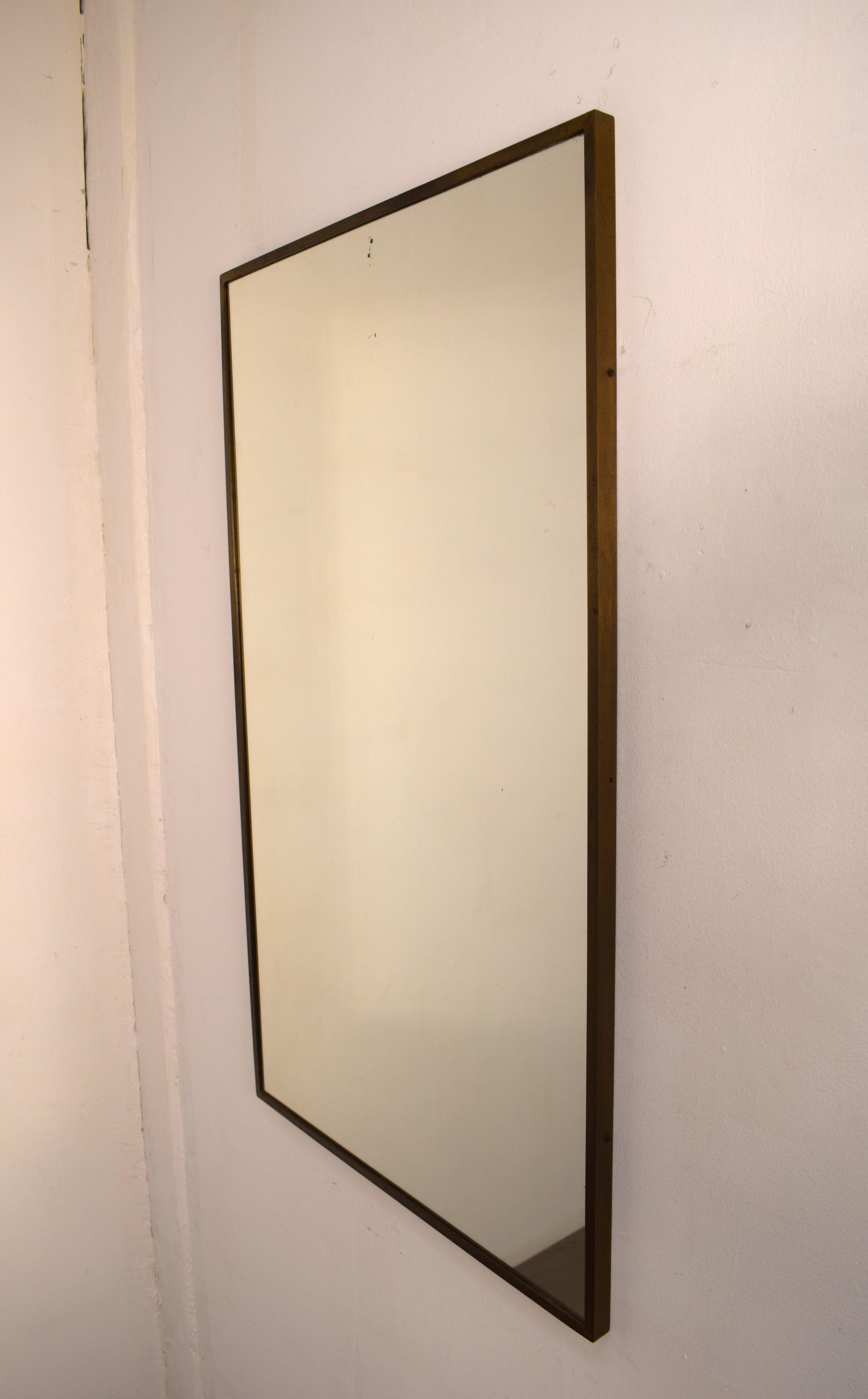Rectangular brass mirror, Italy, 1950s. For Sale at 1stDibs