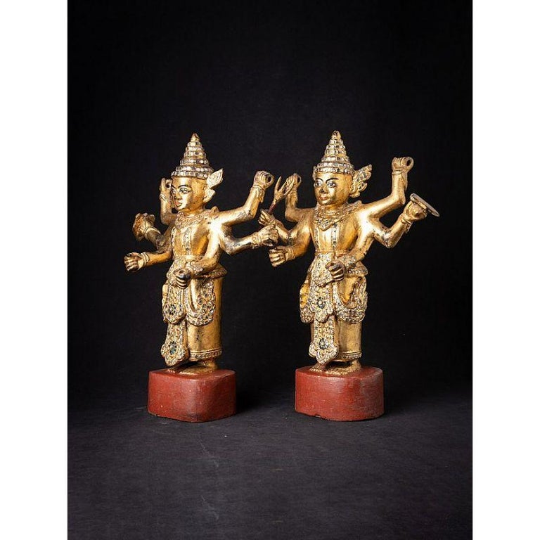 Special Antique Pair of Burmese Nat Statues from Burma For Sale at 1stDibs