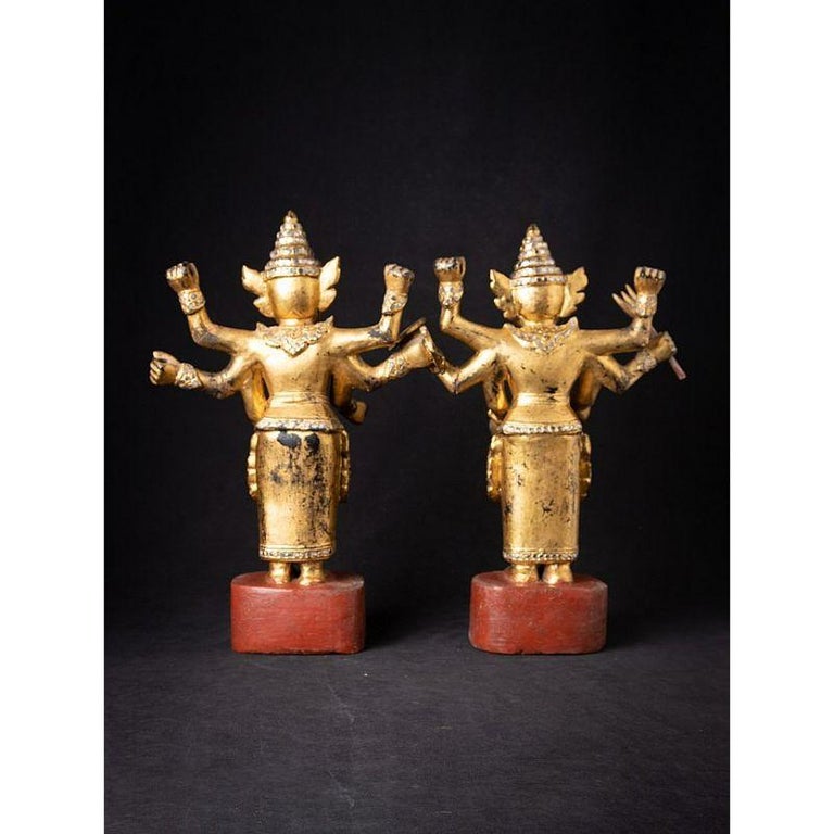 Special Antique Pair of Burmese Nat Statues from Burma For Sale at 1stDibs