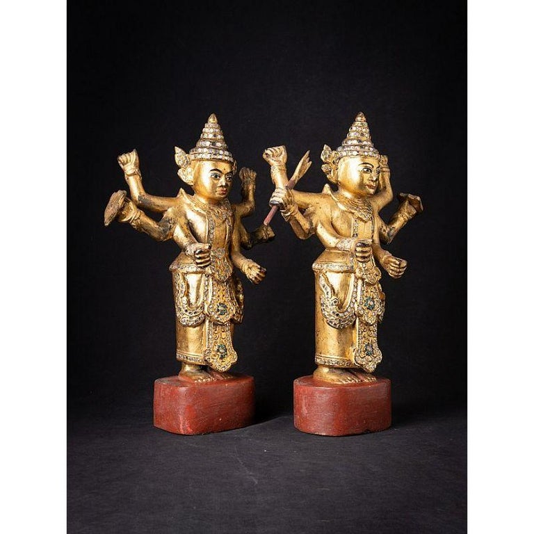 Special Antique Pair of Burmese Nat Statues from Burma For Sale at 1stDibs