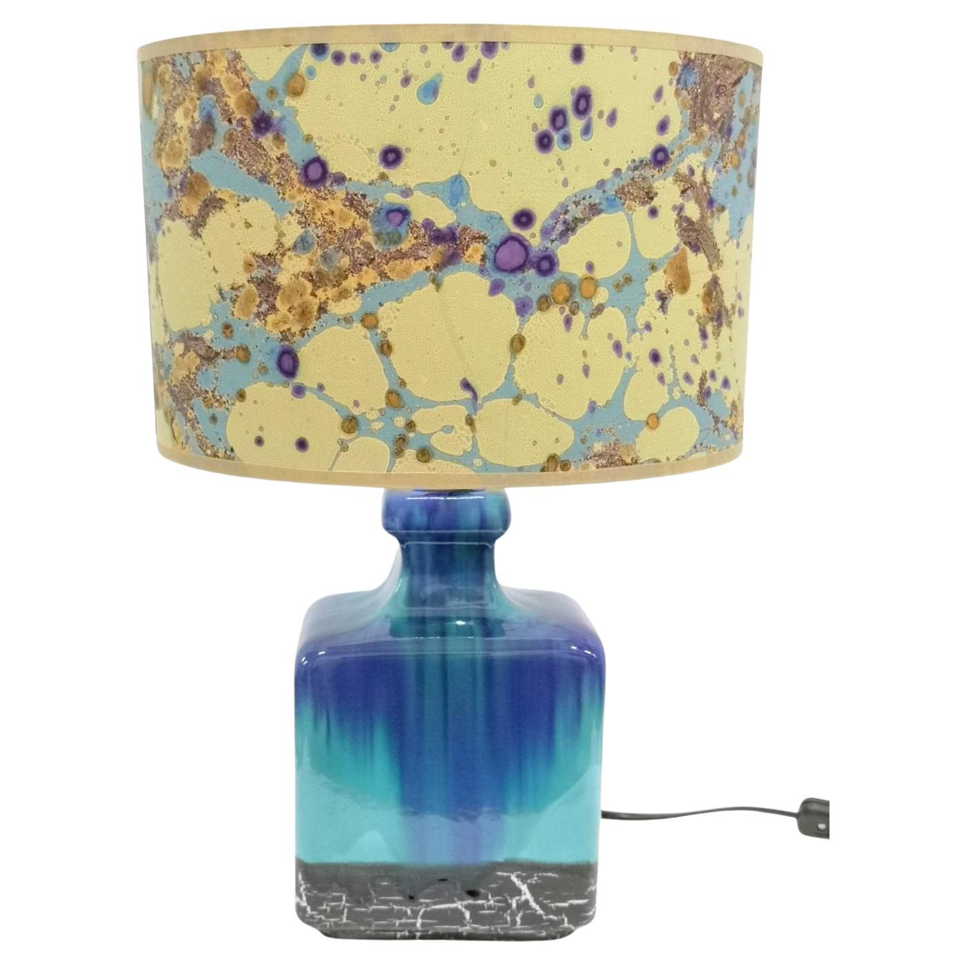 Mid Century West German Ceramic Lamp with Original Tall Shade For Sale ...