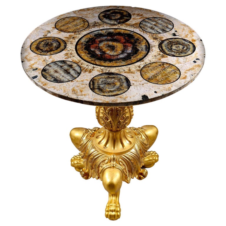 Specimen Derbyshire Blue John and Lemon Spar Giltwood Centre Table For ...