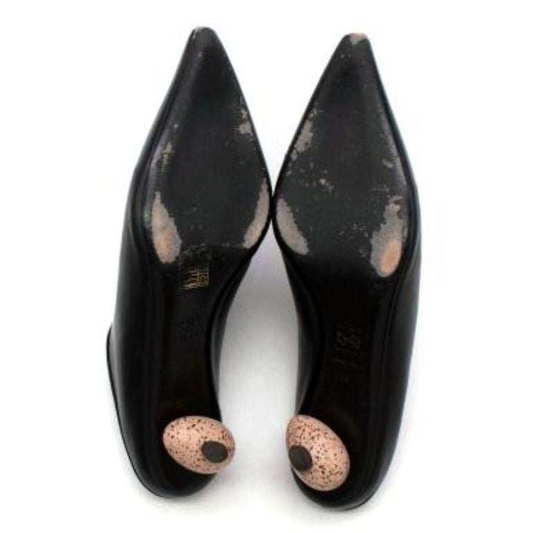 Speckled Egg Black Leather Heels For Sale at 1stDibs