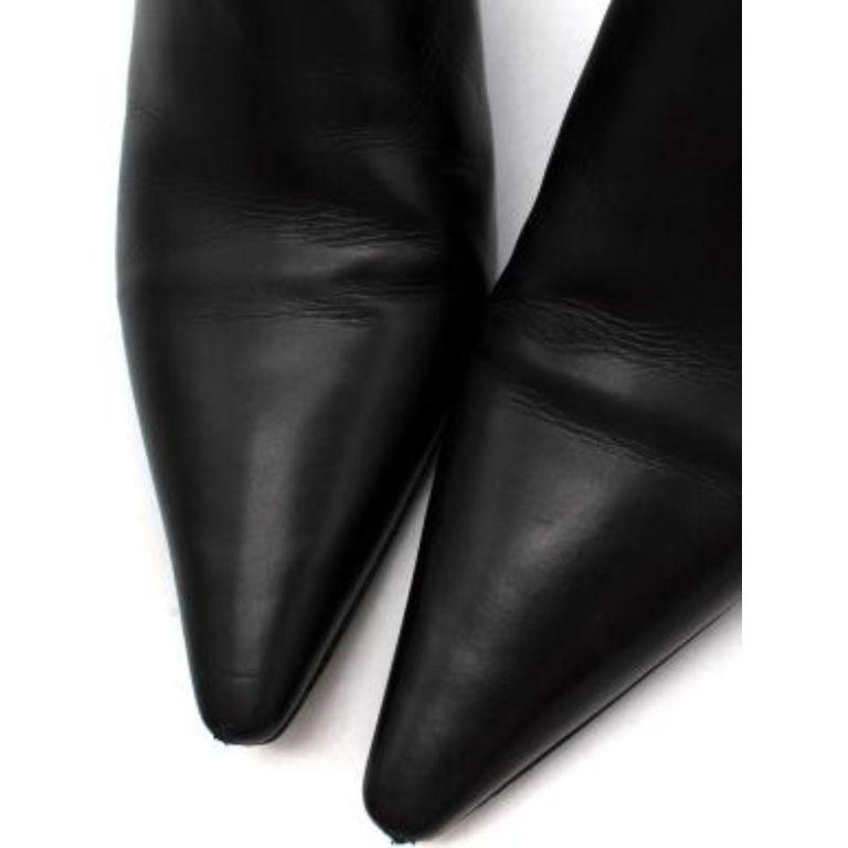 Speckled Egg Black Leather Heels For Sale at 1stDibs