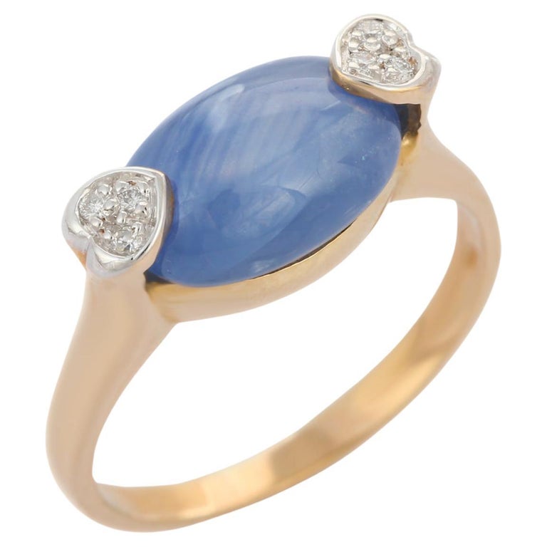 Customizable Spectacular 6.35 Blue Sapphire Diamond Ring in 14K Solid ...