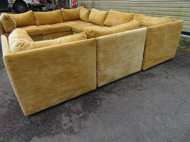 Spectacular 8 Piece Milo Baughman Style Cube Sectional Sofa Mid-Century ...