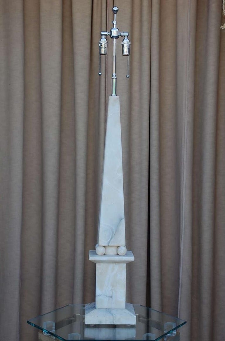 Spectacular Alabaster Obelisk Lamp For Sale at 1stDibs