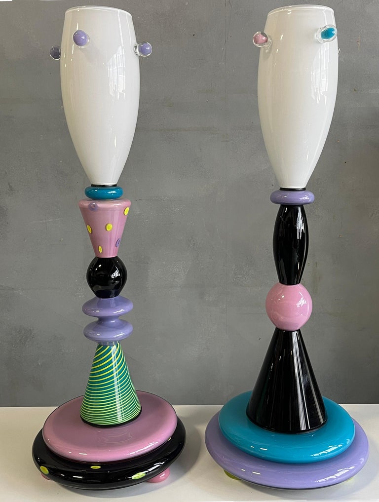 Spectacular Blown Glass Table Lamps Memphis Style For Sale at 1stDibs