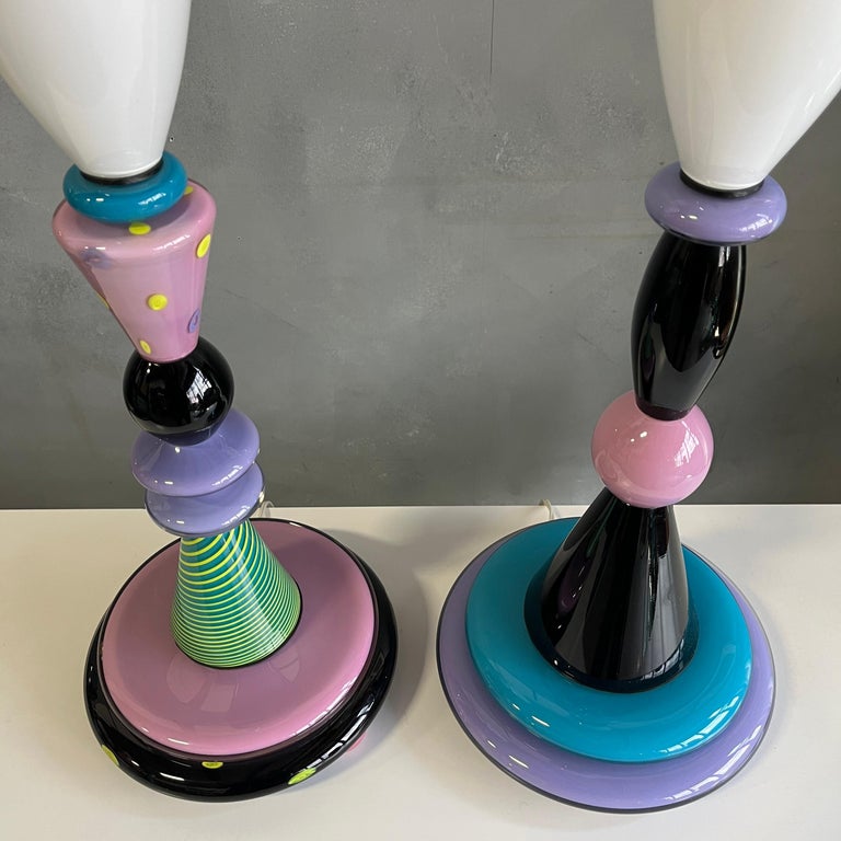 Spectacular Blown Glass Table Lamps Memphis Style For Sale at 1stDibs