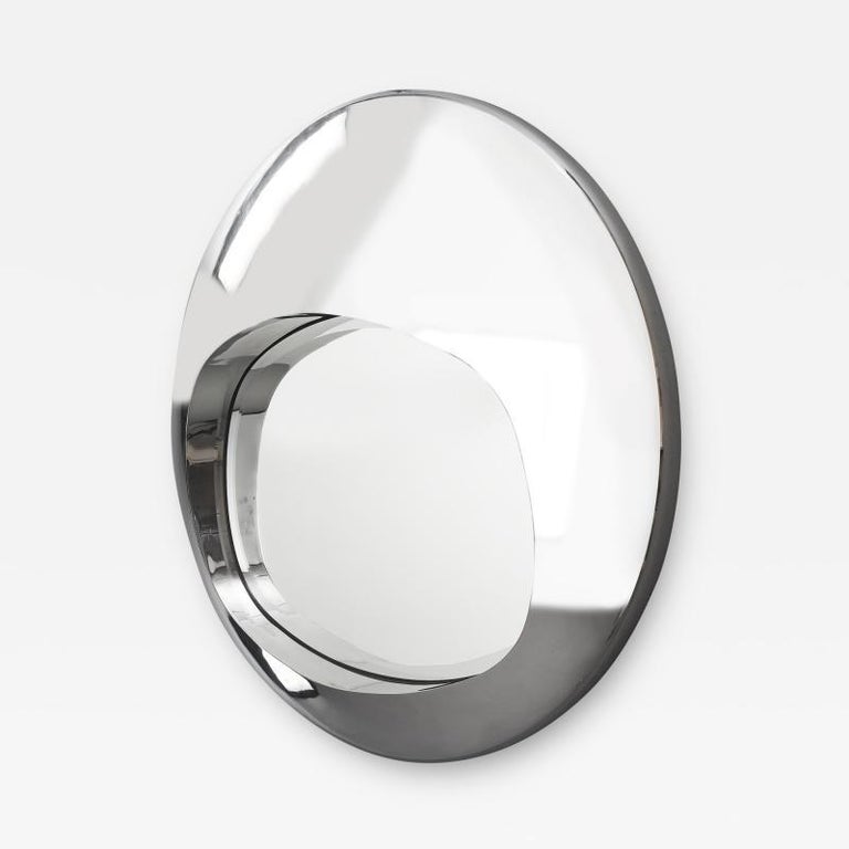 Spectacular Chromed Futuristic Mirror, France 1970's For Sale at 1stDibs