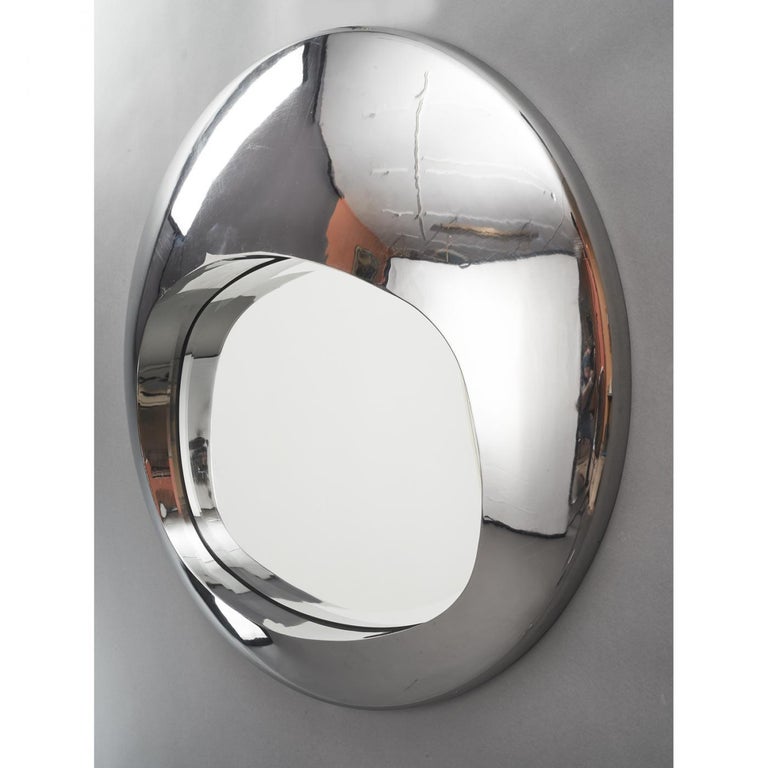 Spectacular Chromed Futuristic Mirror, France 1970's For Sale at 1stDibs