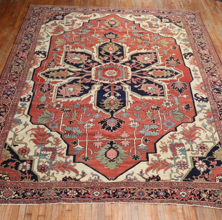 Spectacular Connoisseur Caliber Antique Persian Heriz Serapi Rug For ...